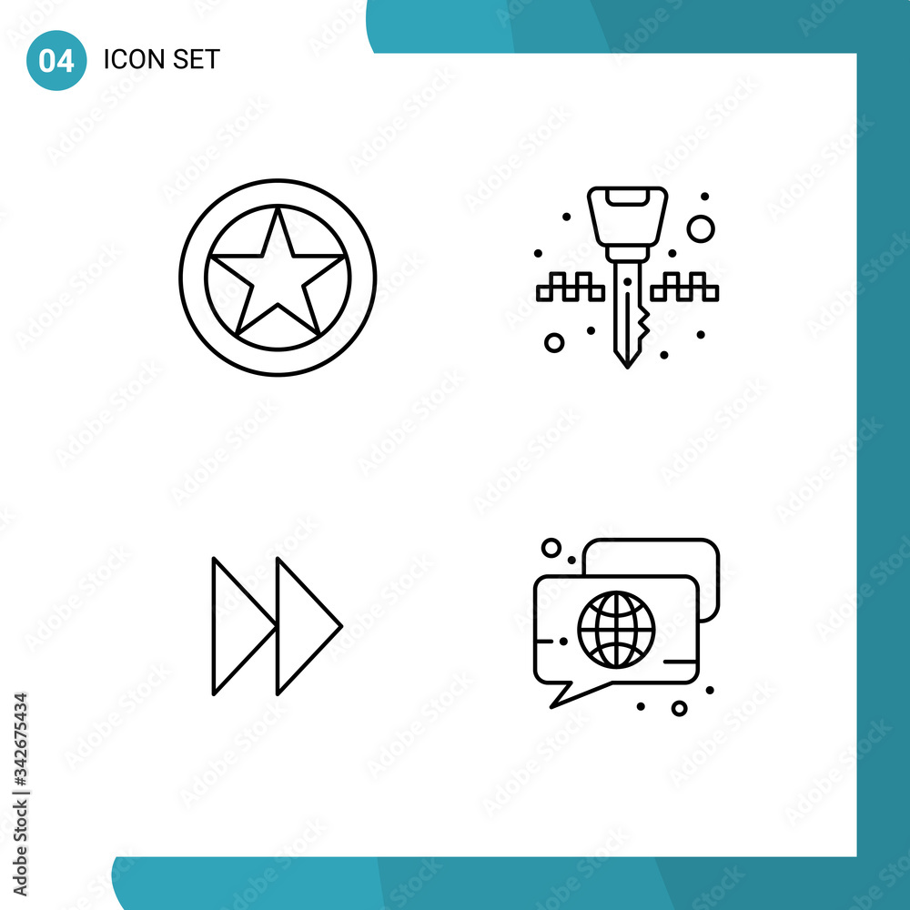 4 Creative Icons Modern Signs and Symbols of badge, control fast ...