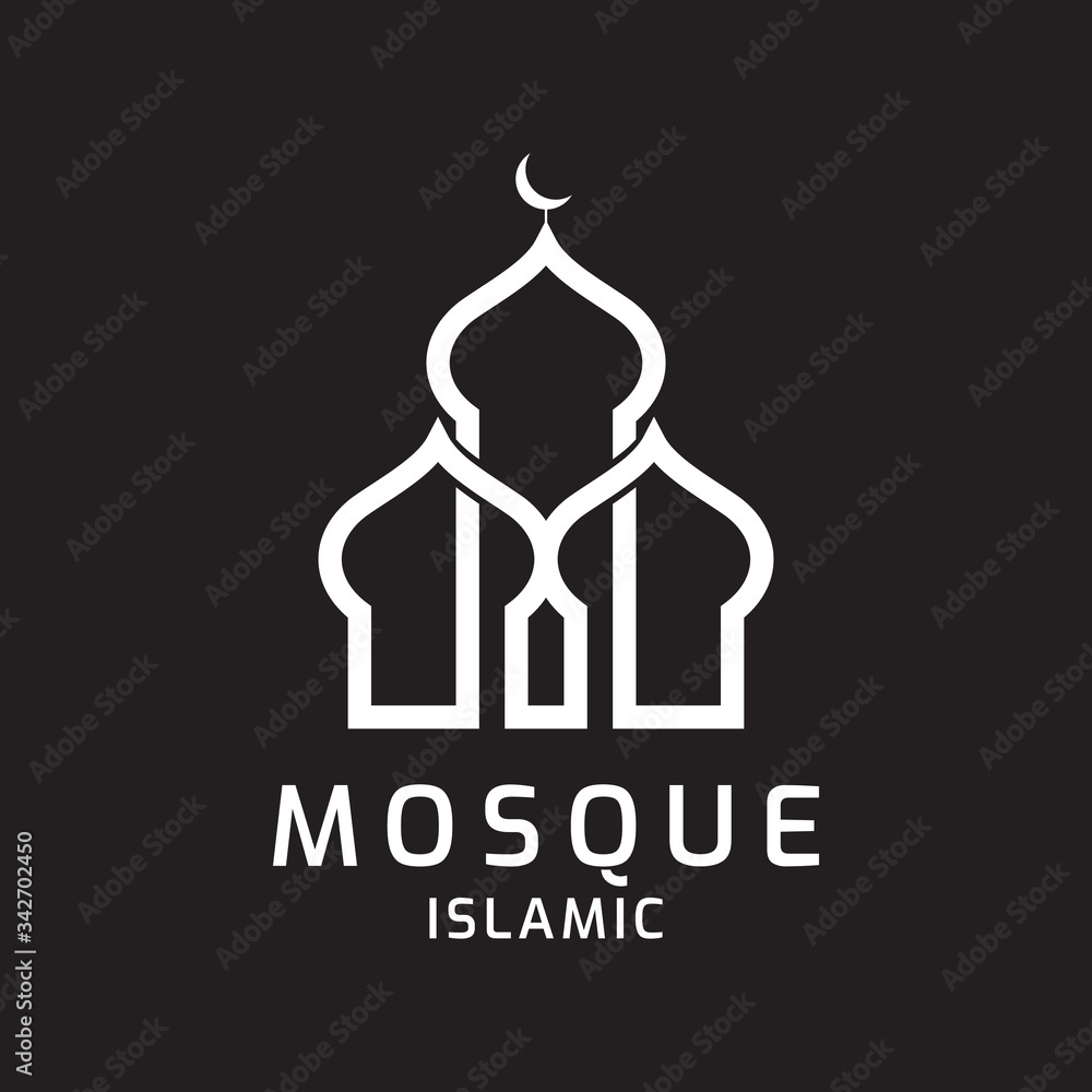 Mosque logo design template. vector illustration. Islamic icon symbol ...
