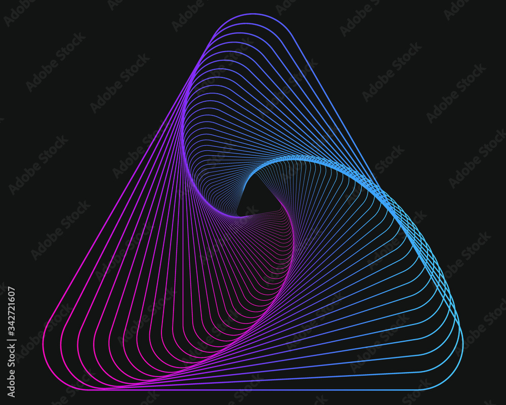 Dynamic line art. Geometric shapes with a color gradient from blue to ...