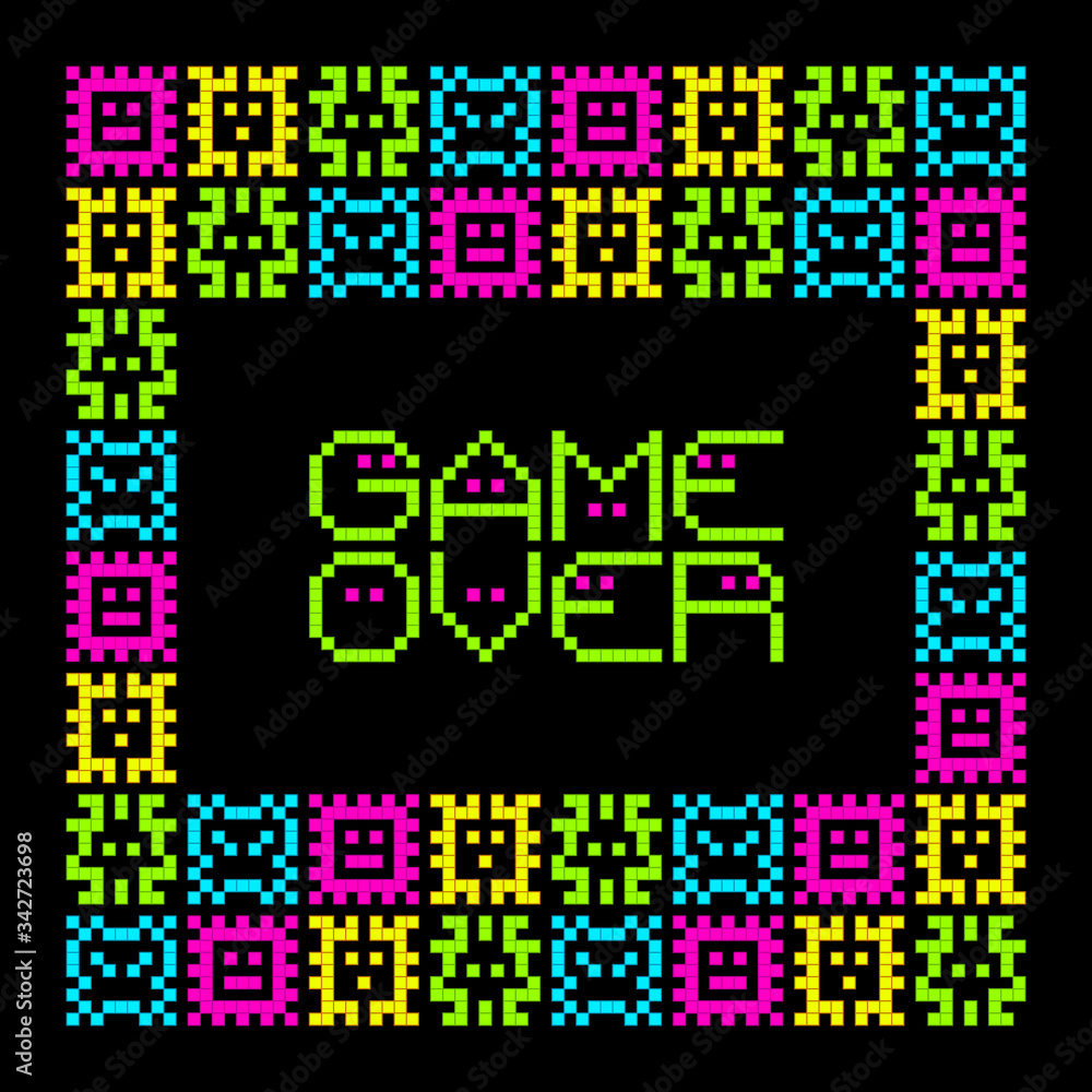8-Bit Pixel Art Viruses With Game Over Message Stock Vector | Adobe Stock