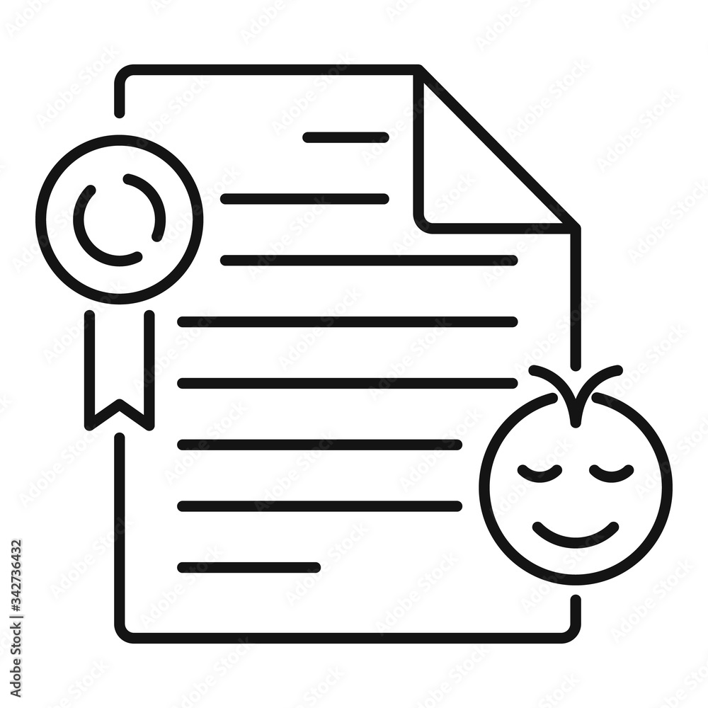 Cute birth certificate icon. Outline cute birth certificate vector icon ...