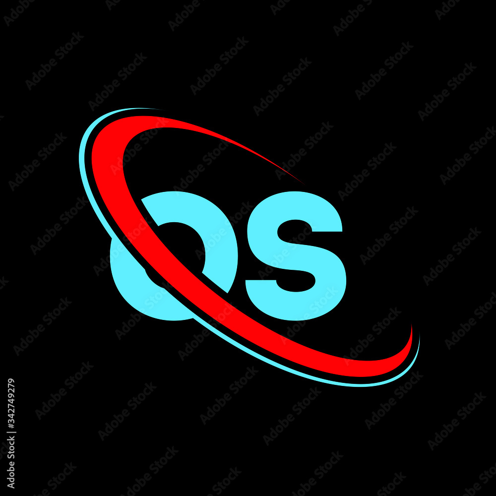 OS O S letter logo design. Initial letter OS linked circle upercase ...
