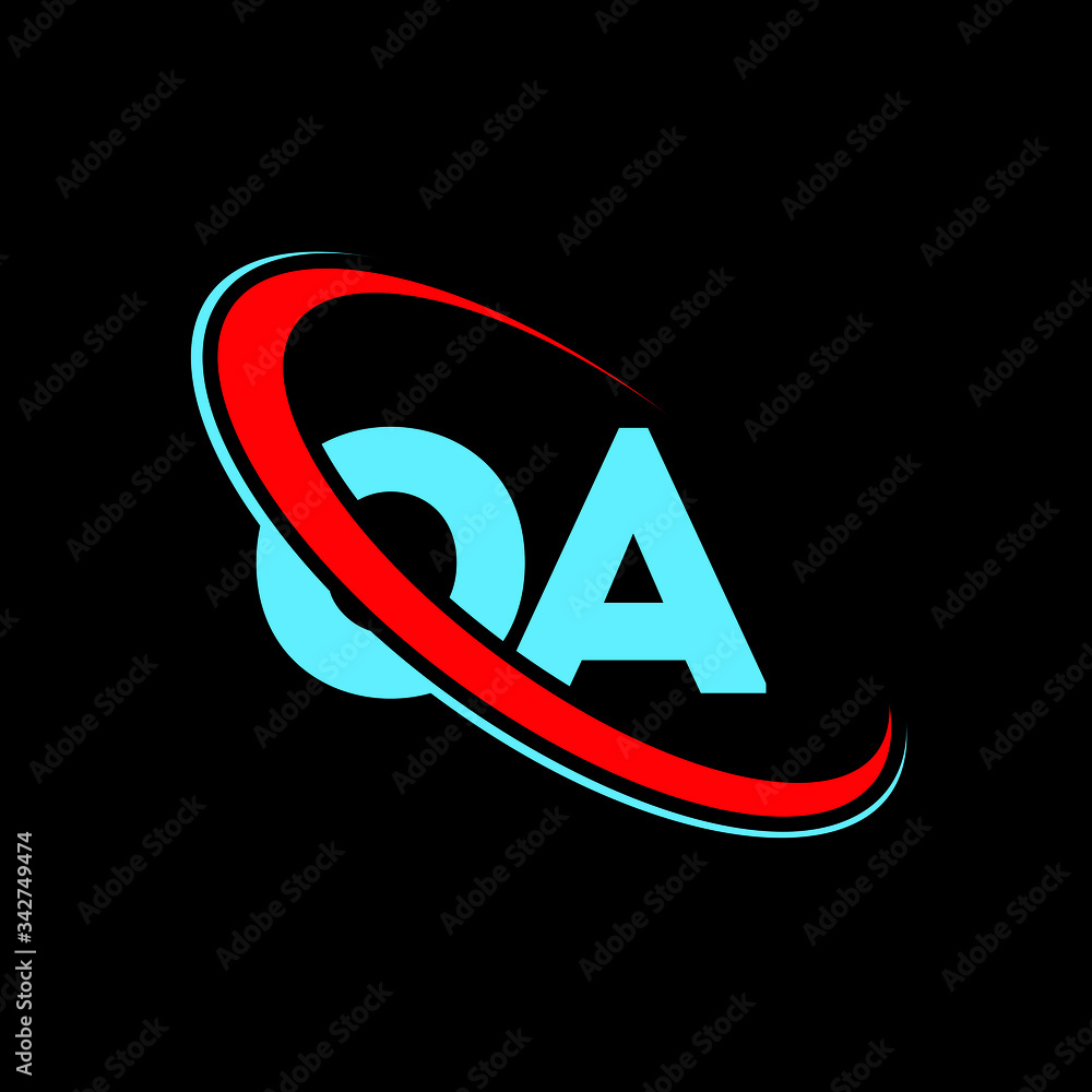 OA O A letter logo design. Initial letter OA linked circle upercase ...