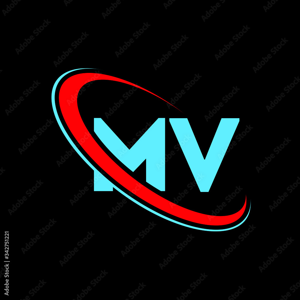 MV M V Letter Logo Design Initial Letter MV Linked Circle Upercase mv-m-v-letter-logo-design-initial-letter-mv-linked-circle-upercase