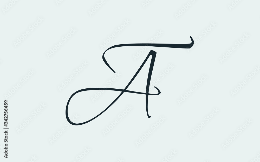 AT or TA and A, T Uppercase Cursive Letter Initial Logo Design, Vector ...