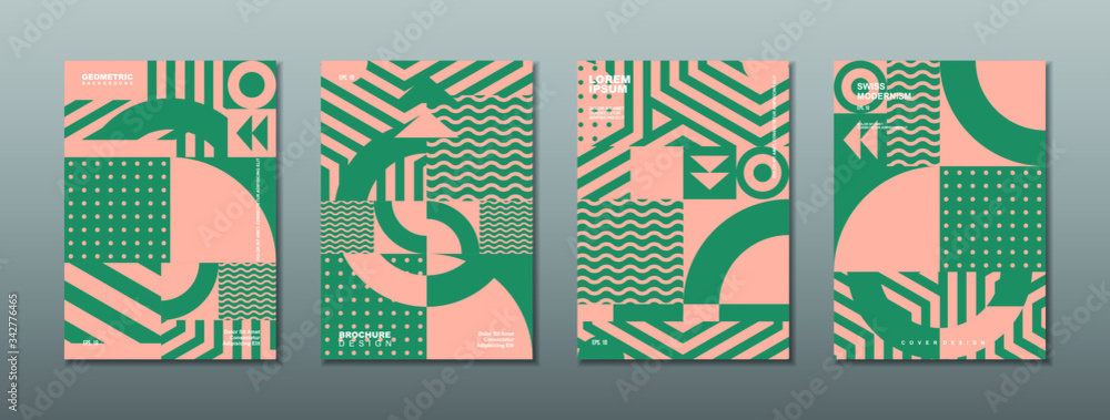 Vintage retro design vector covers set. Swiss style geometric ...
