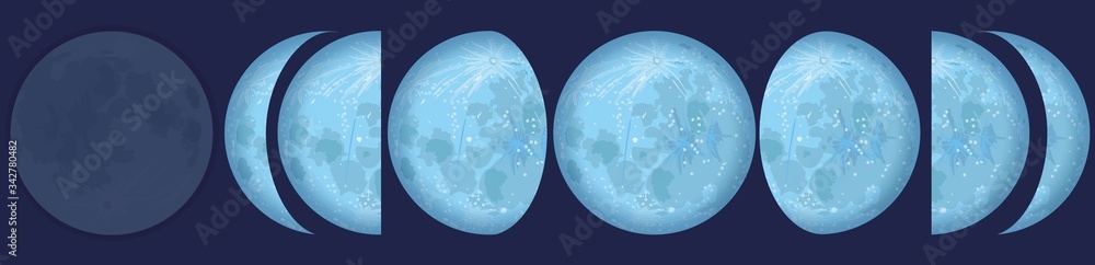 Lunar phases - chart with the contrary phases of the moon observed from ...