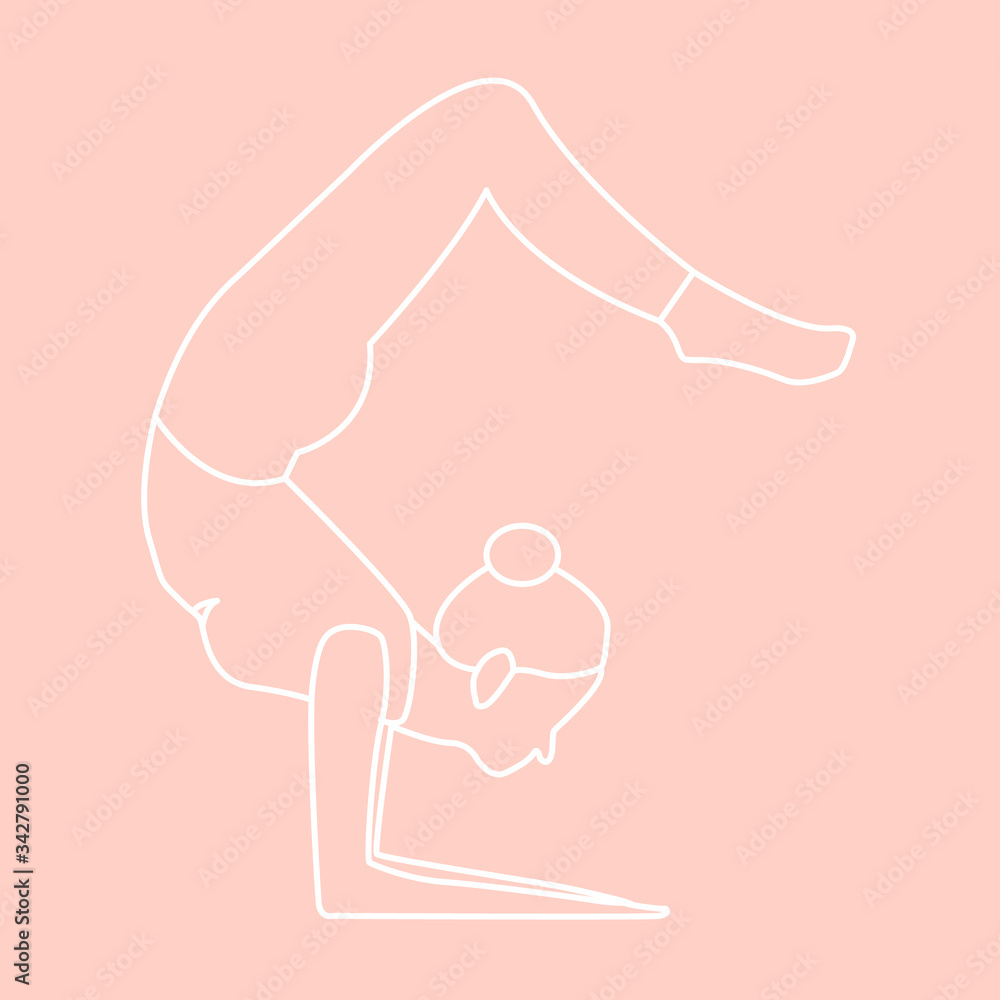 Sport illustration flat style, cute sturdy girl doing yoga on an ...