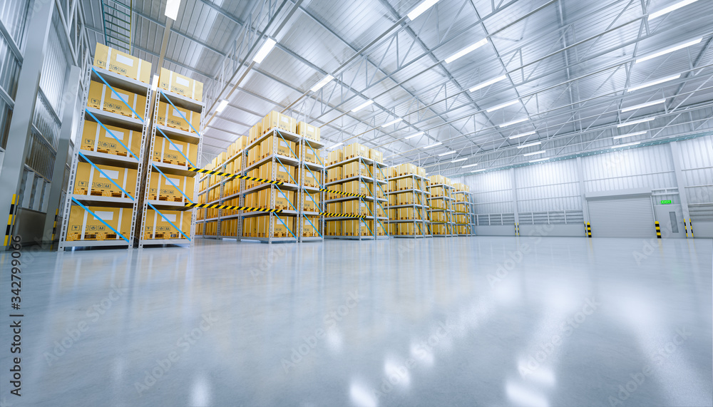 Warehouse or industry building interior. known as distribution center ...