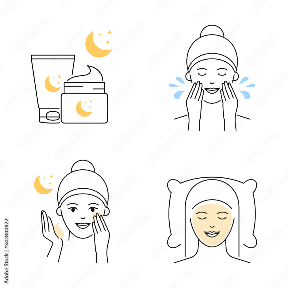 Night facial mask skin care beauty products vector illustration Stock ...