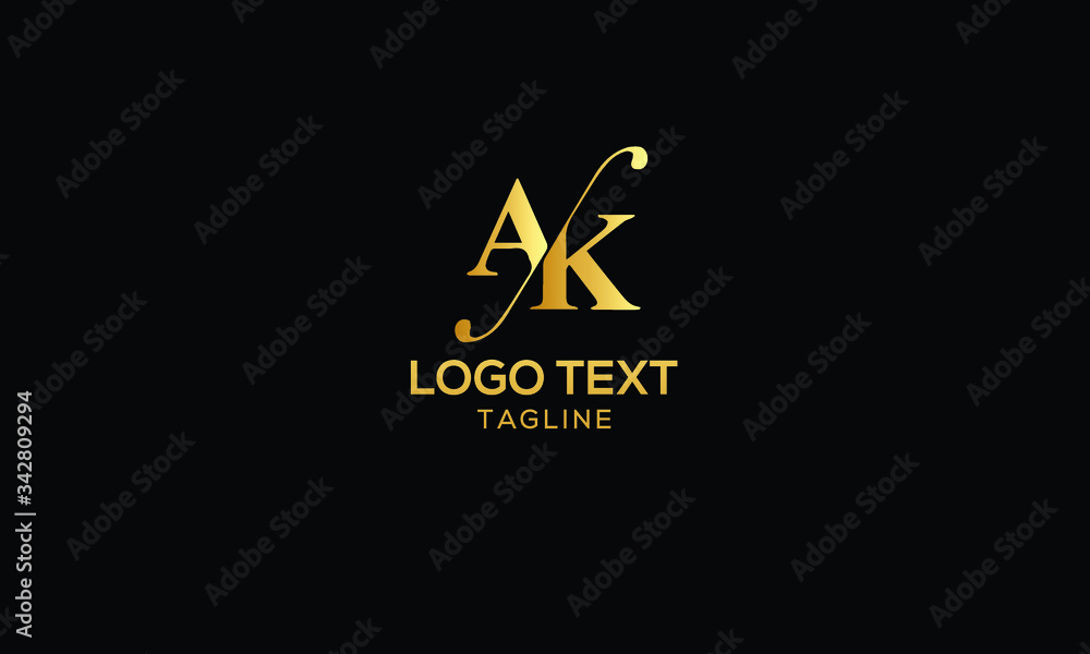 Letter AK with cuts abstract alphabet, font, text, typography, initials ...