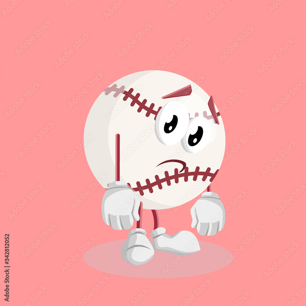 Baseball Logo mascot sad pose and background with flat design style for ...