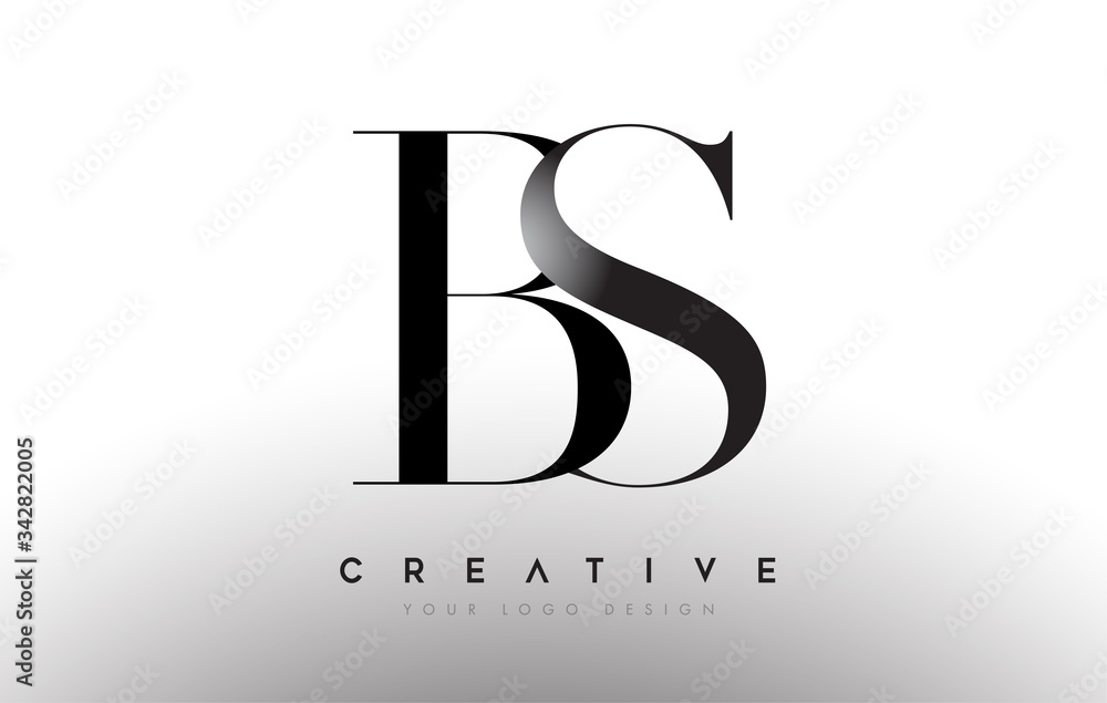 BS letter design logo logotype icon concept with serif font and classic ...