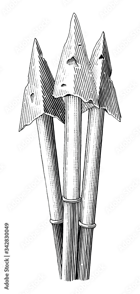 Vintage arrow hand drawing engraving illustration black and white clip ...