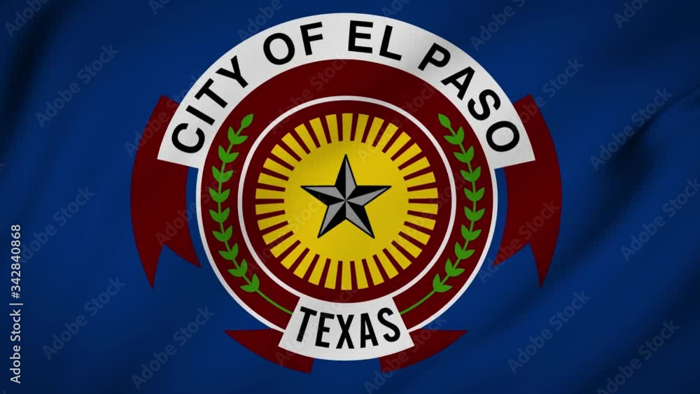 El Paso city of Texas flag is waving 3D animation. El Paso city of ...