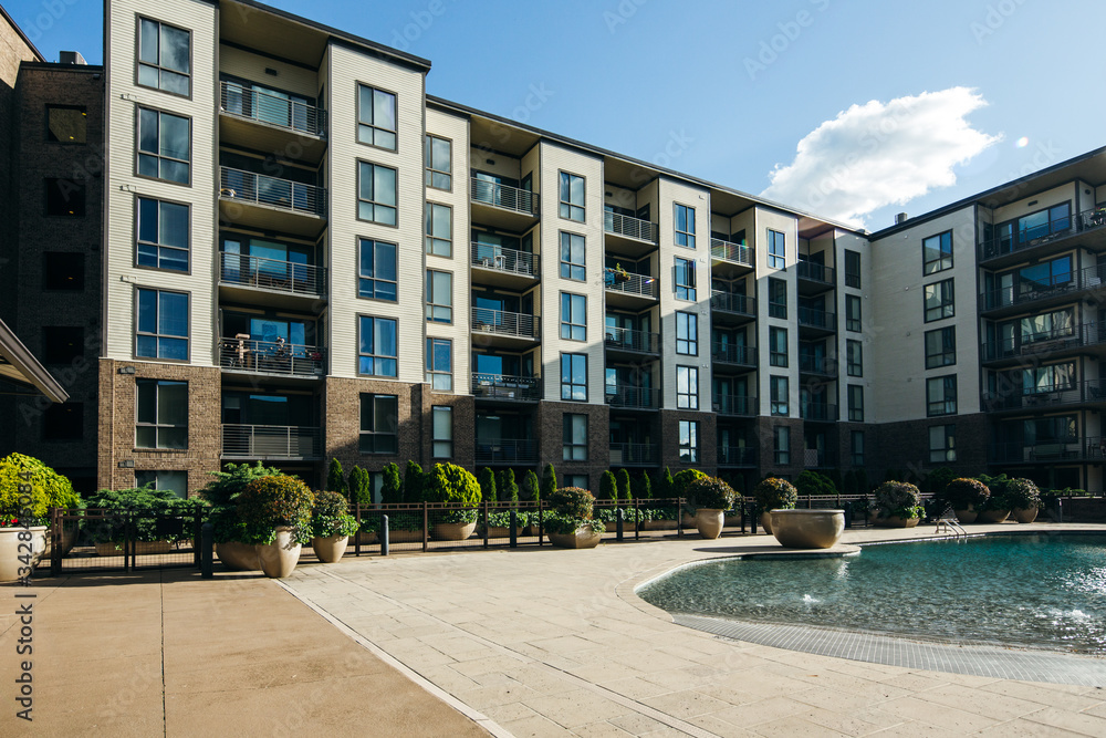 Apartment Complex Buildings and Pool Stock Photo | Adobe Stock
