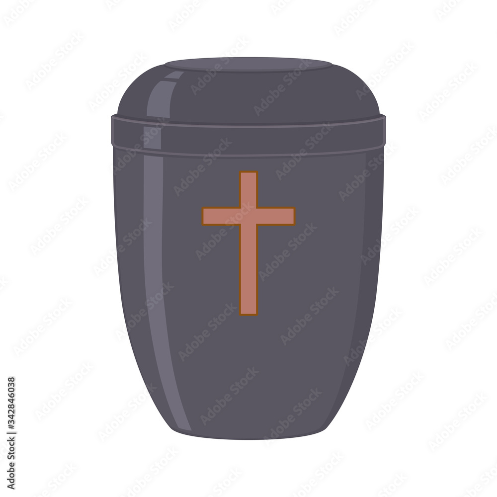 Urn for ashes. Symbols for the funeral service. Vector illustration ...
