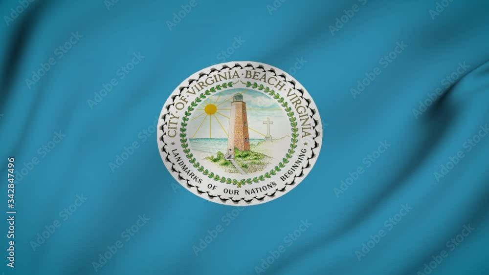 Vidéo Stock Virginia Beach city flag is waving 3D animation. Virginia ...