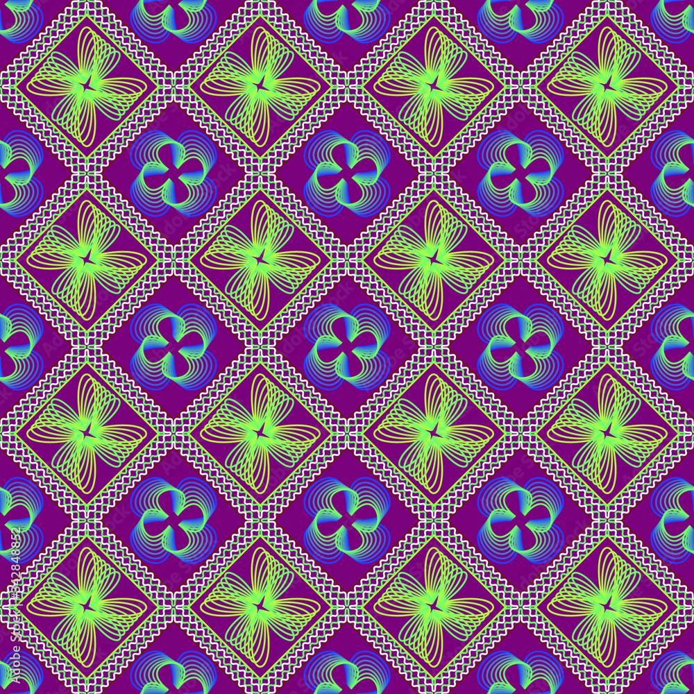 Graphic template consisting of abstract geometric shapes of flowers on ...