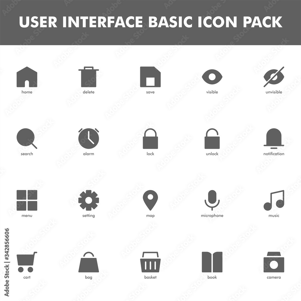 User interface icon pack isolated on white background. for your web ...