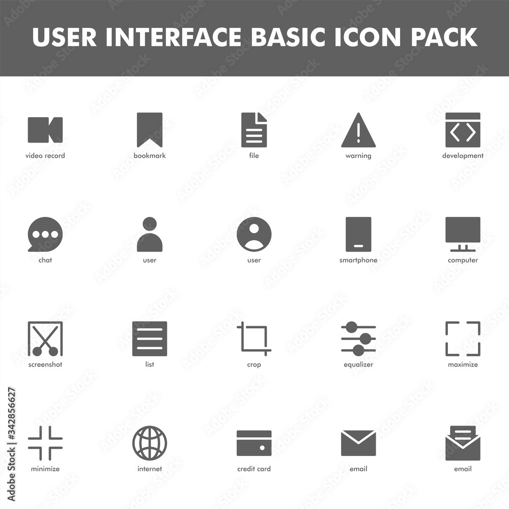 User interface icon pack isolated on white background. for your web ...