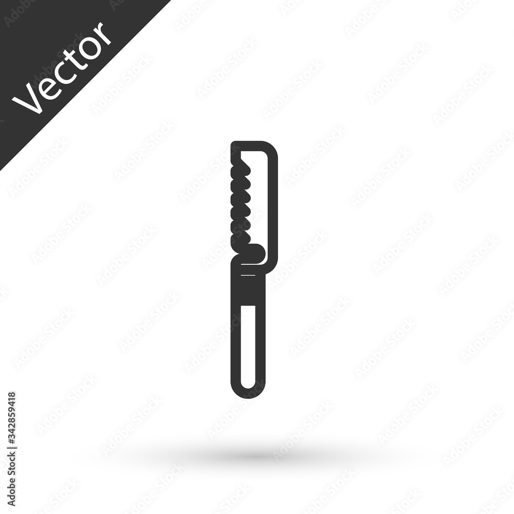Grey line Medical saw icon isolated on white background. Surgical saw ...