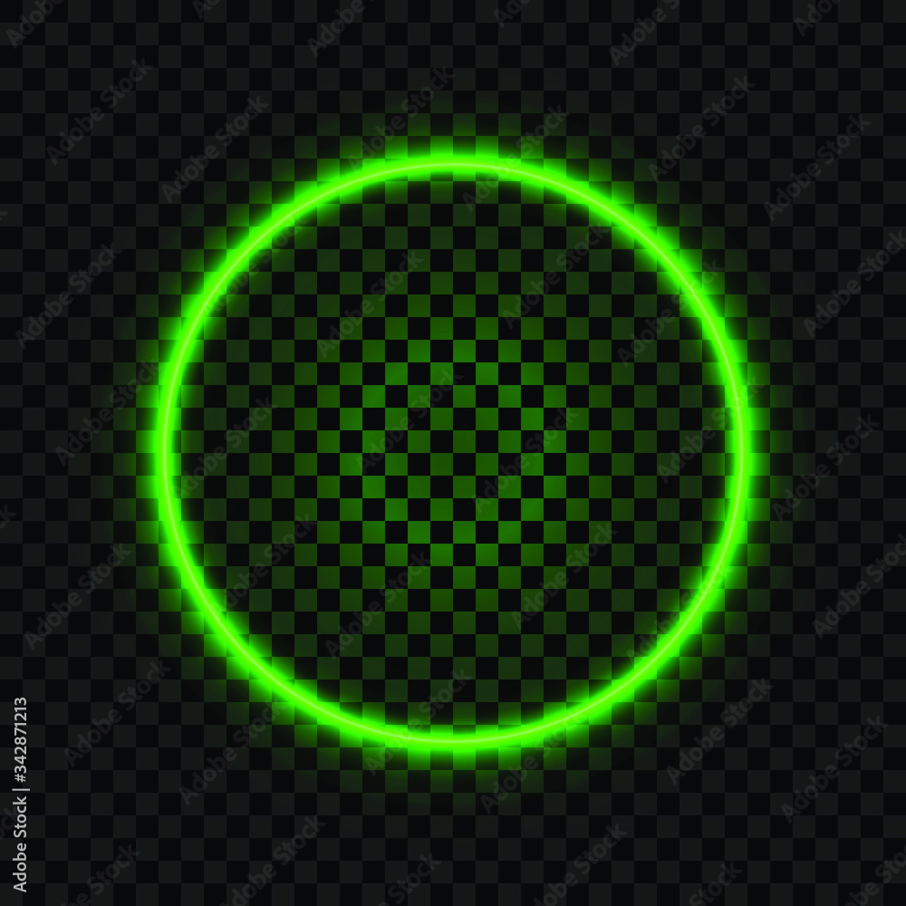 Neon round lamp wall sign isolated on transparent background. Vector ...