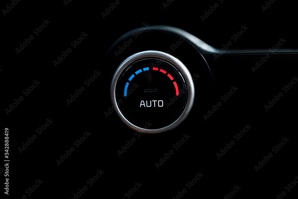 Car air button on a black background, with indicator. Stock Photo ...