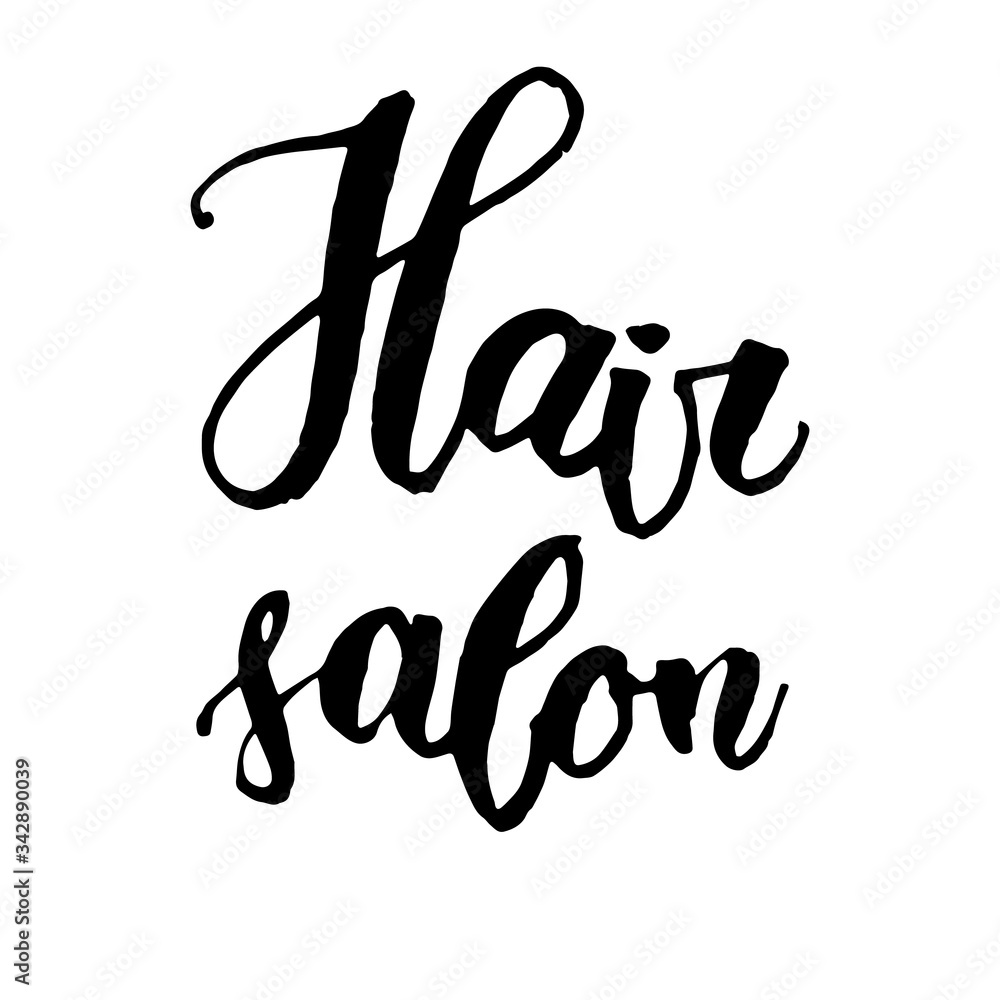 Handwritten vector word "Hair Salon". Overlay text for logo, poster ...