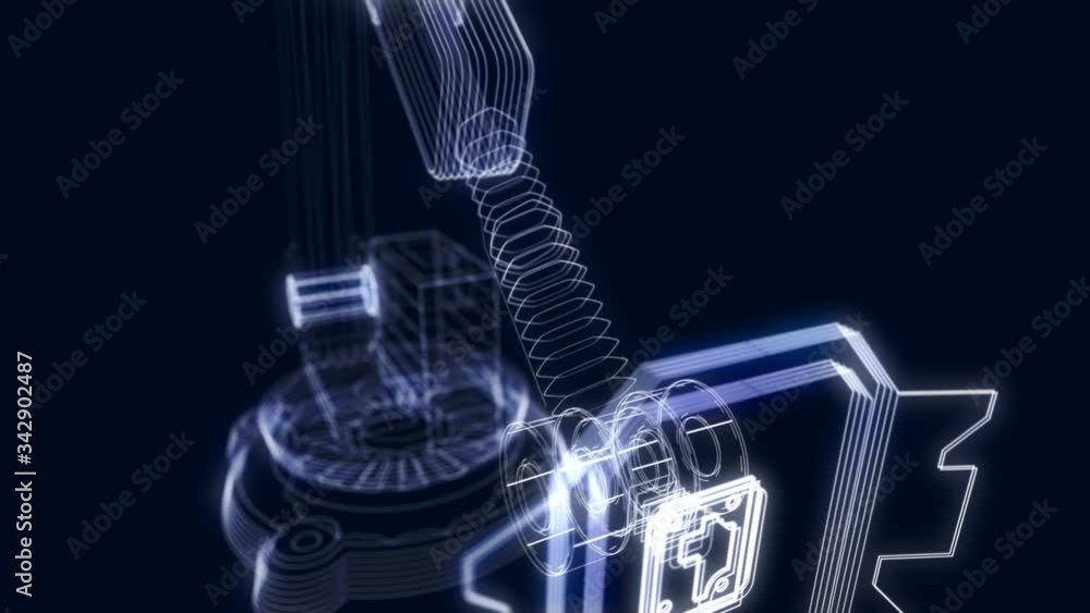 Industrial robot. 3d robot arm. 4k animation 30fps. Digital technology ...