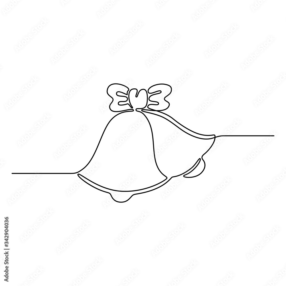 Continuous line drawing. Wedding bells. Black isolated on white ...