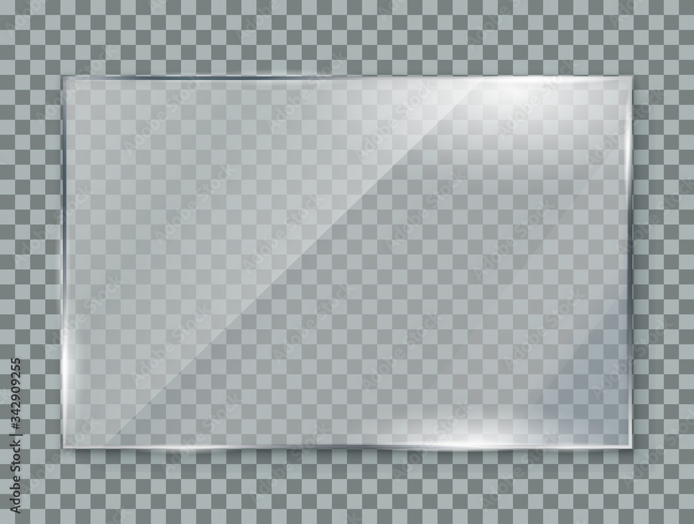 Glass plate on transparent background, clear glass showcase, realistic ...