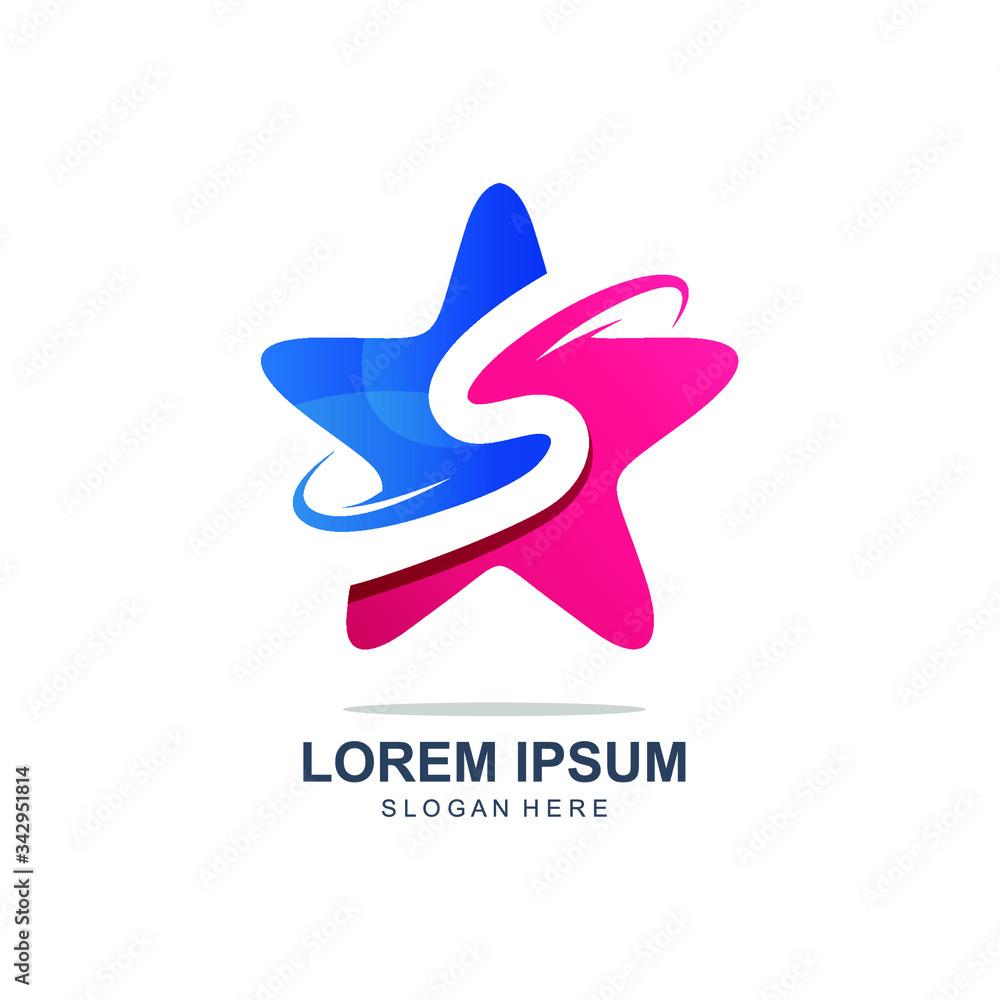 Star with s shape logo design Stock Vector | Adobe Stock
