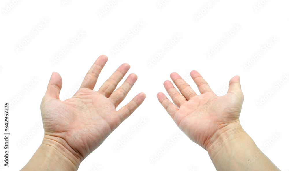 The man's hand stretched out his two hands, showing a promise of help ...