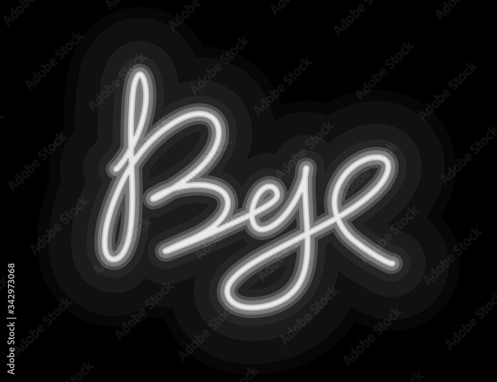 English words bye neon vector image for logo, illustration, icon, web ...