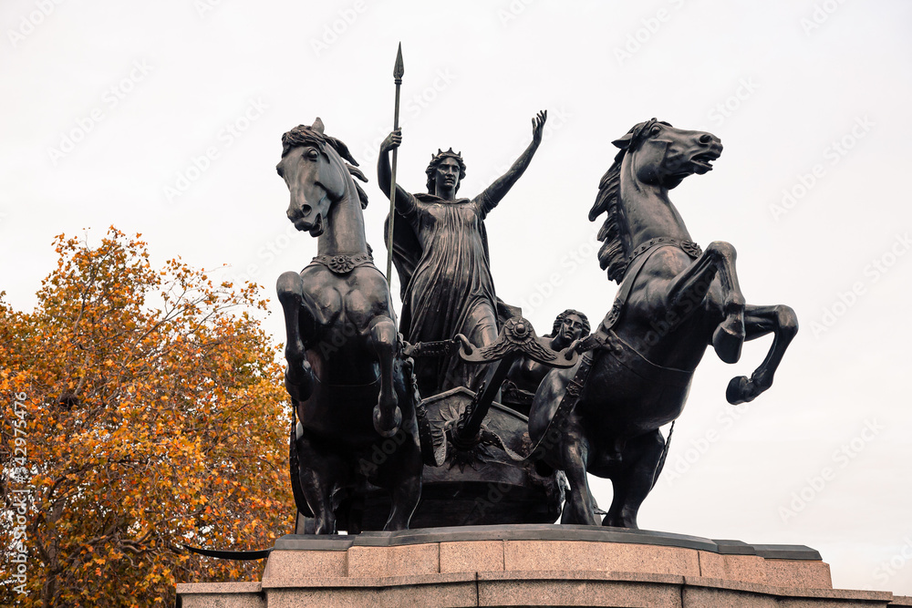 London, UK - November 09, 2019: Statue of Boudicca, warrior queen of ...