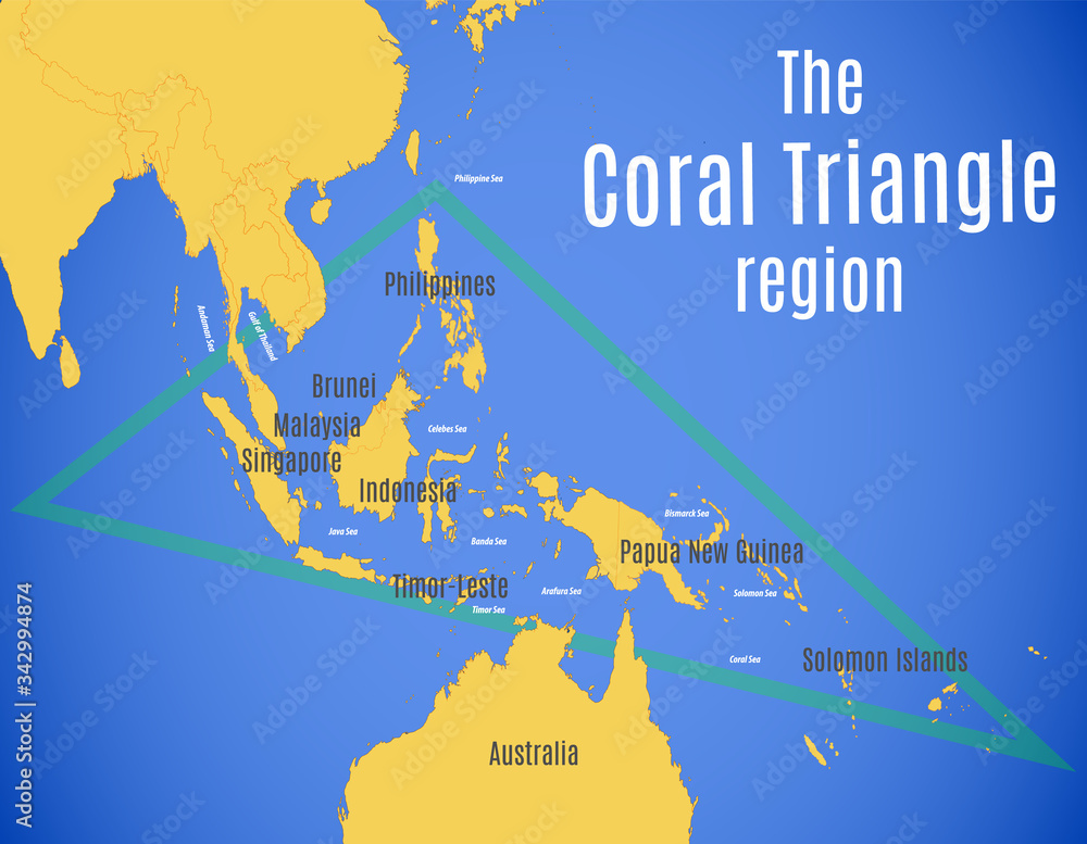 Vector map of the coral triangle region Stock Vector | Adobe Stock
