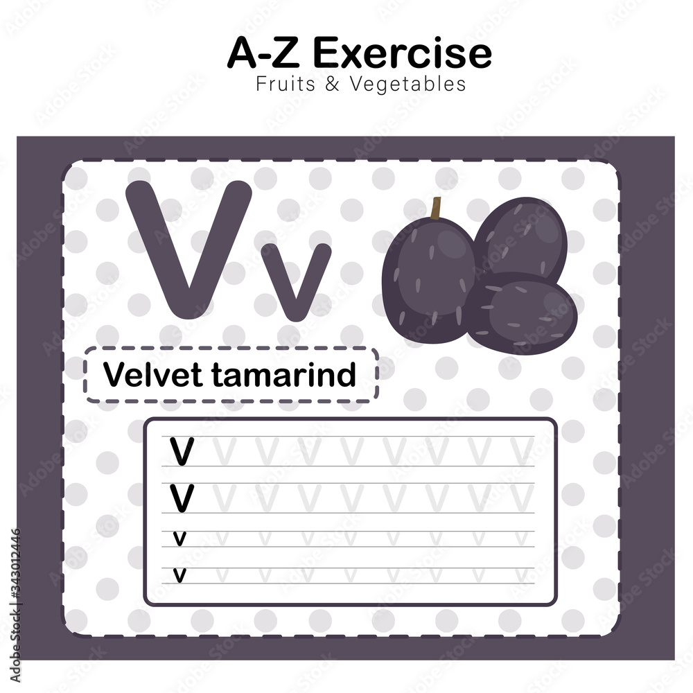 Exercises sheet for kids, Alphabet V. exercise with cartoon vocabulary ...