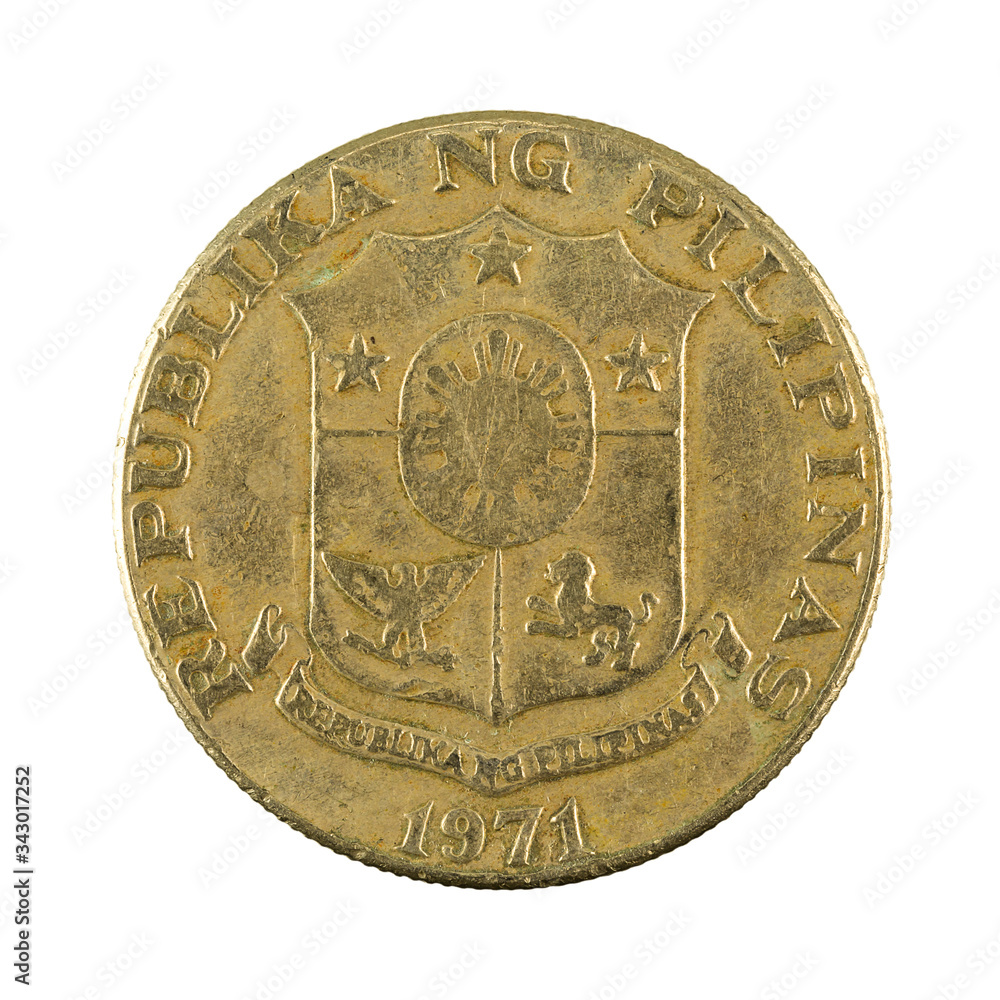 50 philippine sentimo coin (1971) obverse isolated on white background ...