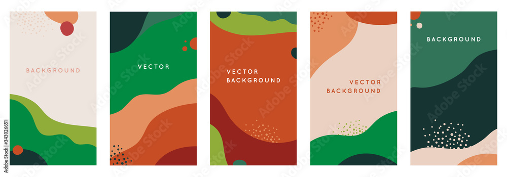 Vector set of abstract creative backgrounds in minimal trendy style ...