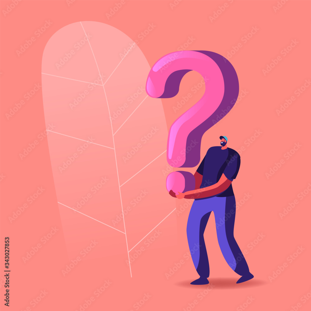 Character Holding Huge Question Mark Solving Problem or Room Escape ...