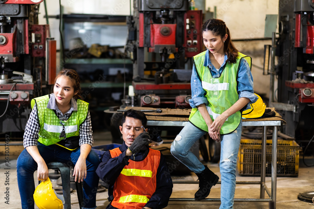 Engineering People unemployed stress sitting on stair and floor in ...