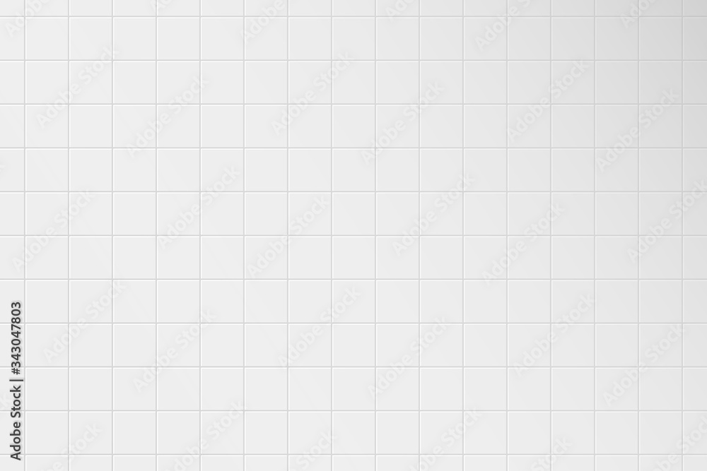 White tile wall. Pattern of ceramic tiled grid for bathroom, kitchen or ...
