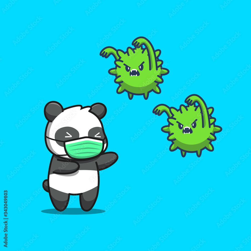Cute Panda Wear Mask Cartoon Vector Icon Illustration. Animal Mascot ...