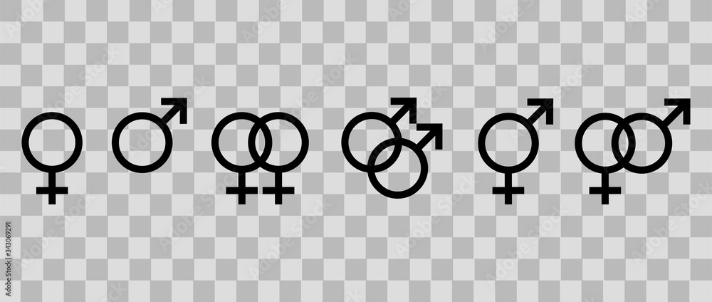 Set of gender symbols. Concept sexual orientation isolated on ...