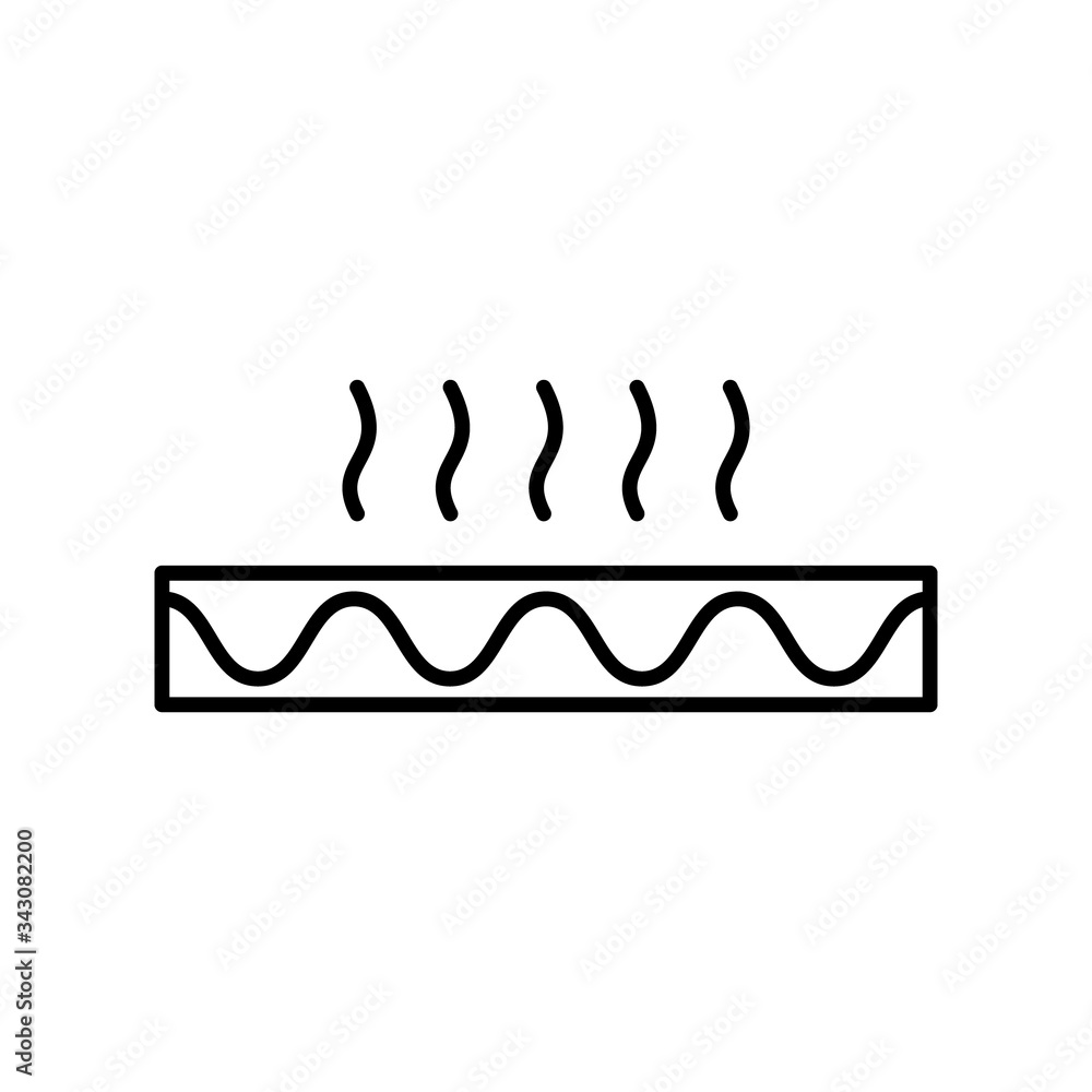 Radiant Floor Heating. Floor slice with wavy cable, profile line art ...