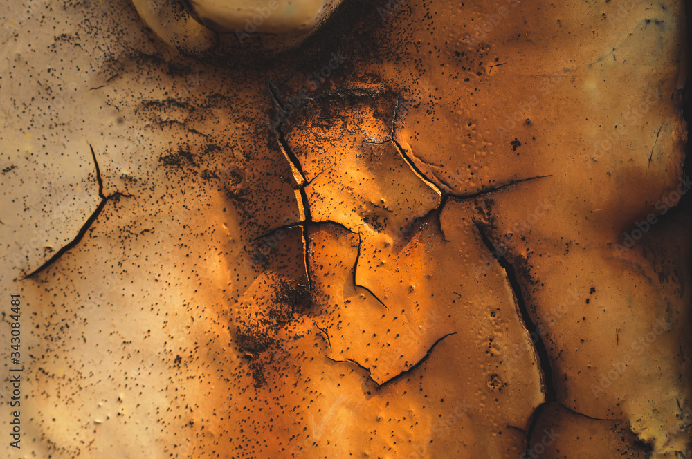 Background and wallpaper from the old iron surface with expanded paint ...