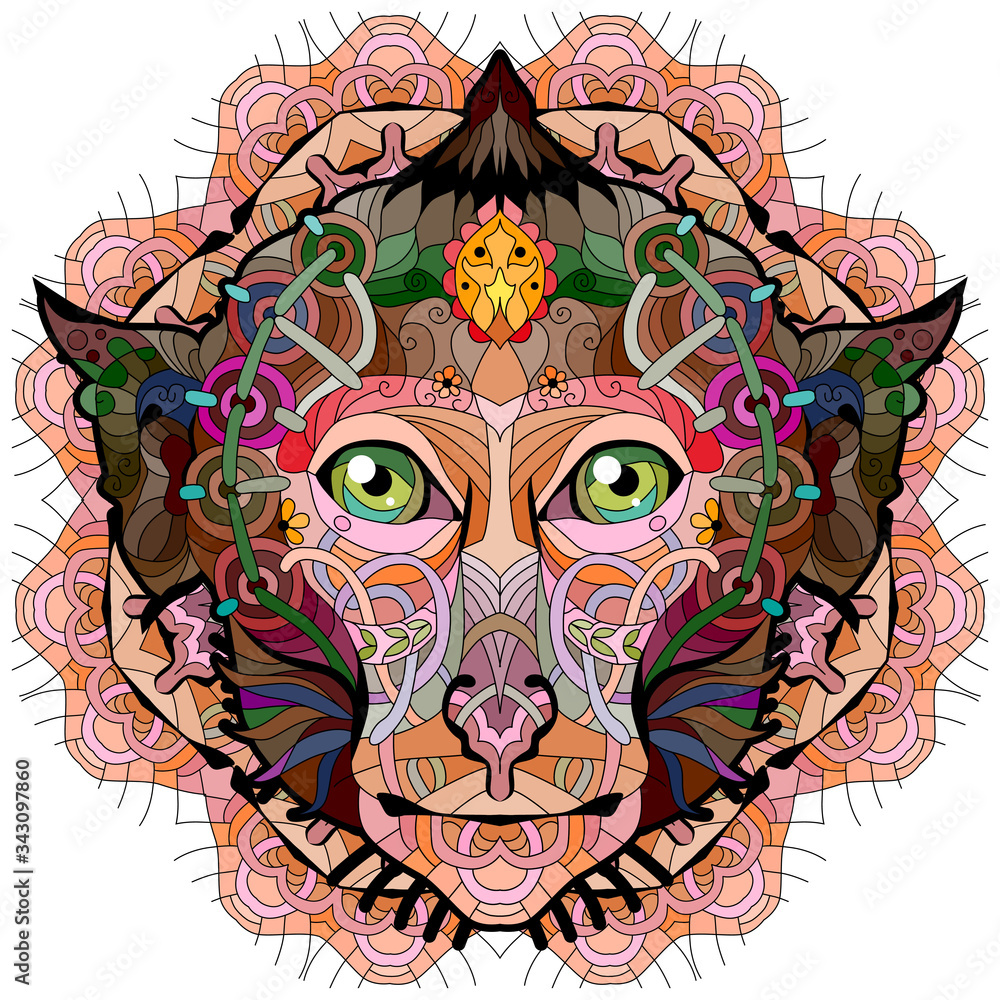 Zentangle monkey head with mandala. Hand drawn decorative vector ...