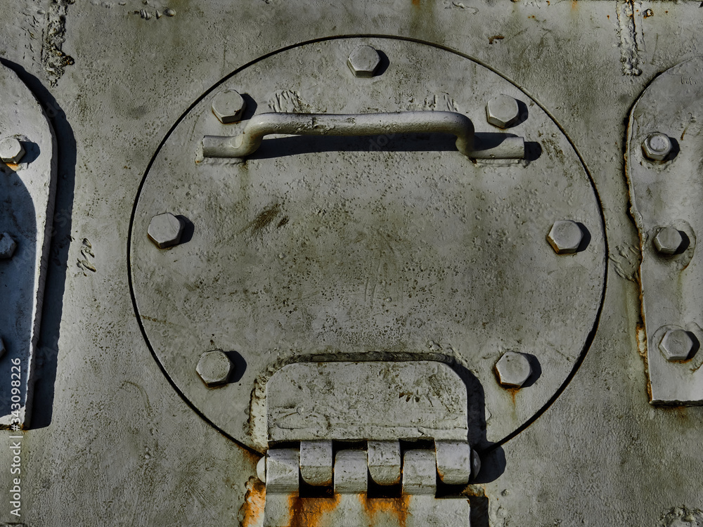 The metal texture of military equipment. Details of military equipment ...