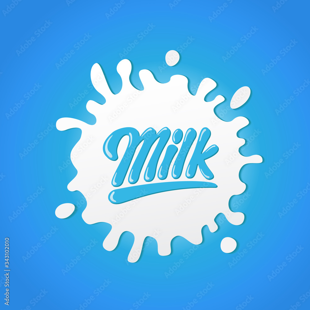 Milk hand written lettering logo. Label or badge for milk package. Milk ...